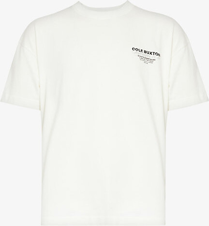 Cole Buxton Mens Vintage White x Selfridges Logo-print Cotton-jersey T ...