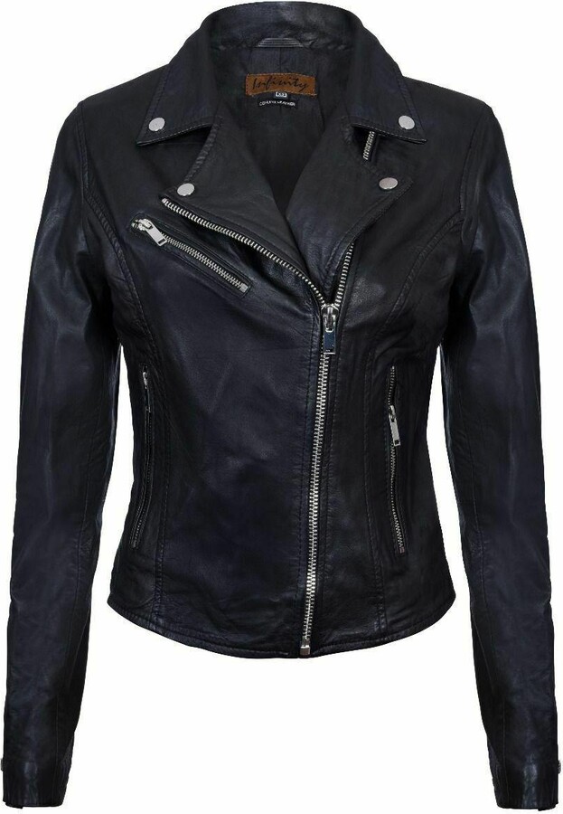 Infinity Leather Classic Leather Brando Biker Jacket-Loughton - Black ...