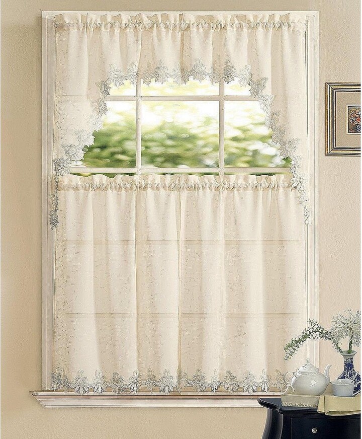 Kate Aurora Country Farmhouse Living Complete 4 Piece Orchard Sheer ...