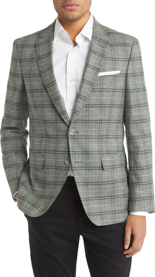 HUGO BOSS Hutson Slim Fit Plaid Wool Blend Sport Coat - ShopStyle