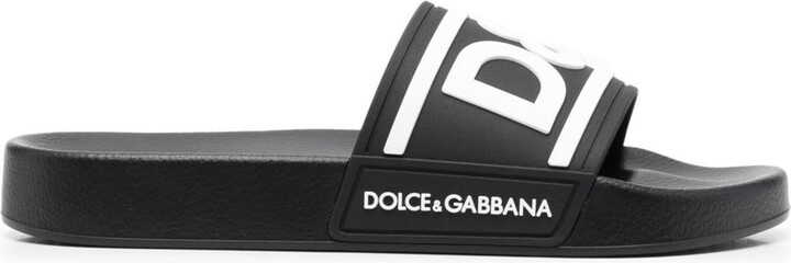 Dolce & Gabbana Logo-Print Rubber Slides - ShopStyle