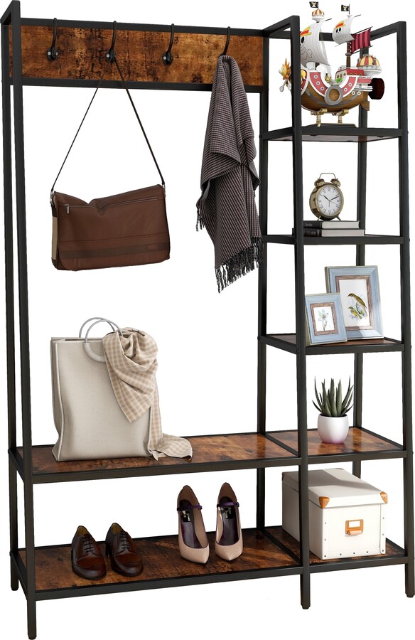 Solid Wood Hall Tree with Bench and Shoe Storage - ShopStyle