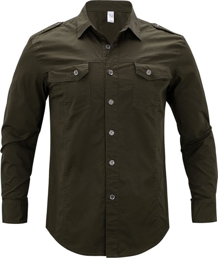 SIRWAX Men's Solid Color Shirt Spring Fashion Trend Retro Personality ...