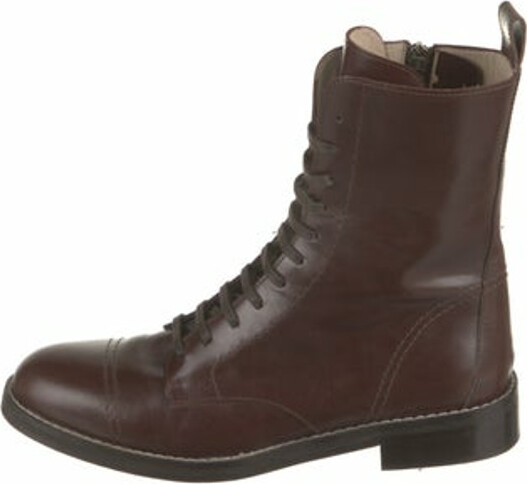 Theory Leather Combat Boots - ShopStyle