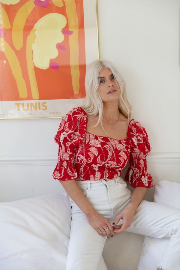 Zibi London Teddy Smocked Red Blouse - ShopStyle Dresses