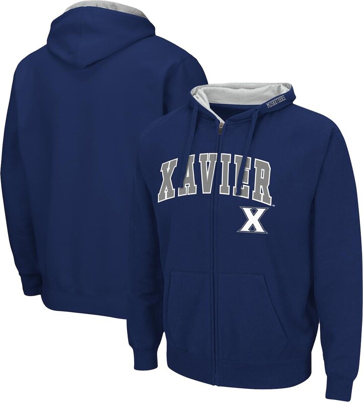 Colosseum Men's Navy Xavier Musketeers Arch & Logo 3.0 Full-Zip Hoodie ...