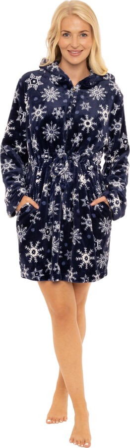 Suzy & Me Snowflake Fleece Zip Hooded Robe (SMALL - ShopStyle