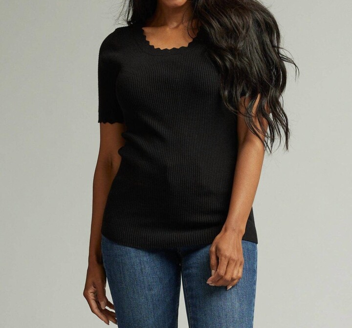 DOWNEAST Scallop Sweater In Black Beauty - ShopStyle