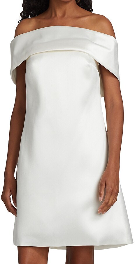 Amsale Women's Mikado Off-The-Shoulder Shift Dress - Ivory - Size 0 ...