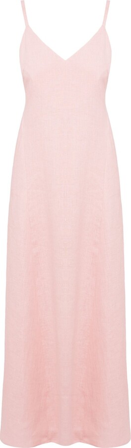 unlined - Elona Maxi Linen Summer Dress In Dusty Pink - ShopStyle