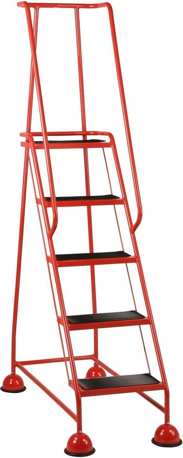 Loops 5 Tread Mobile Warehouse Steps RED 1.94m Portable Safety Ladder ...