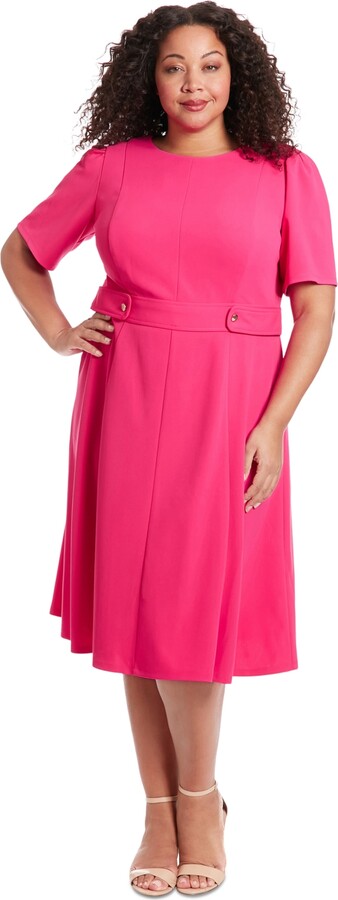London Times Plus Size Fit & Flare Scuba Crepe Midi Dress - ShopStyle