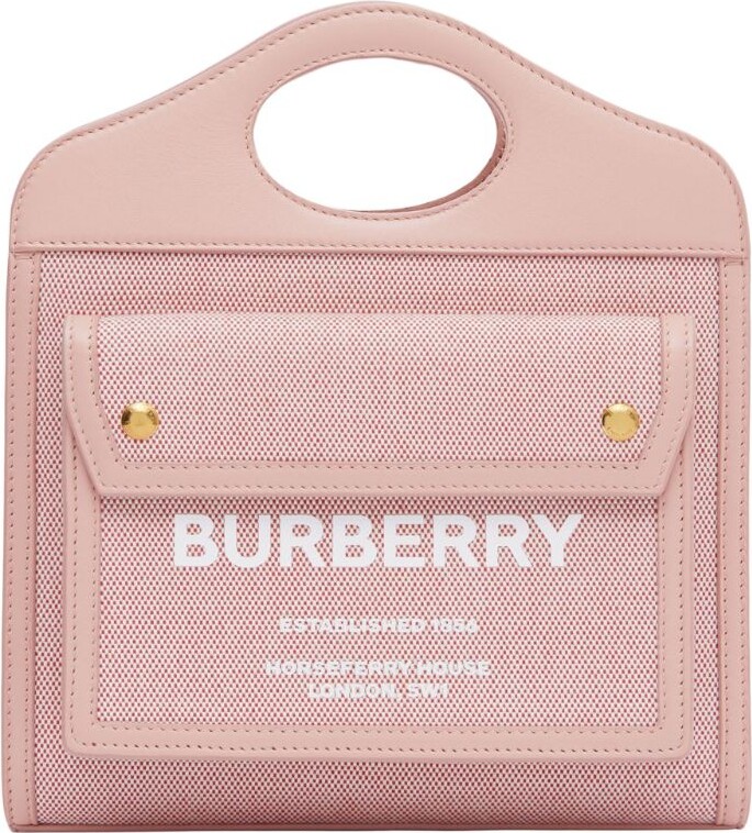 Burberry Mini Canvas And Leather Pocket Tote Bag - ShopStyle