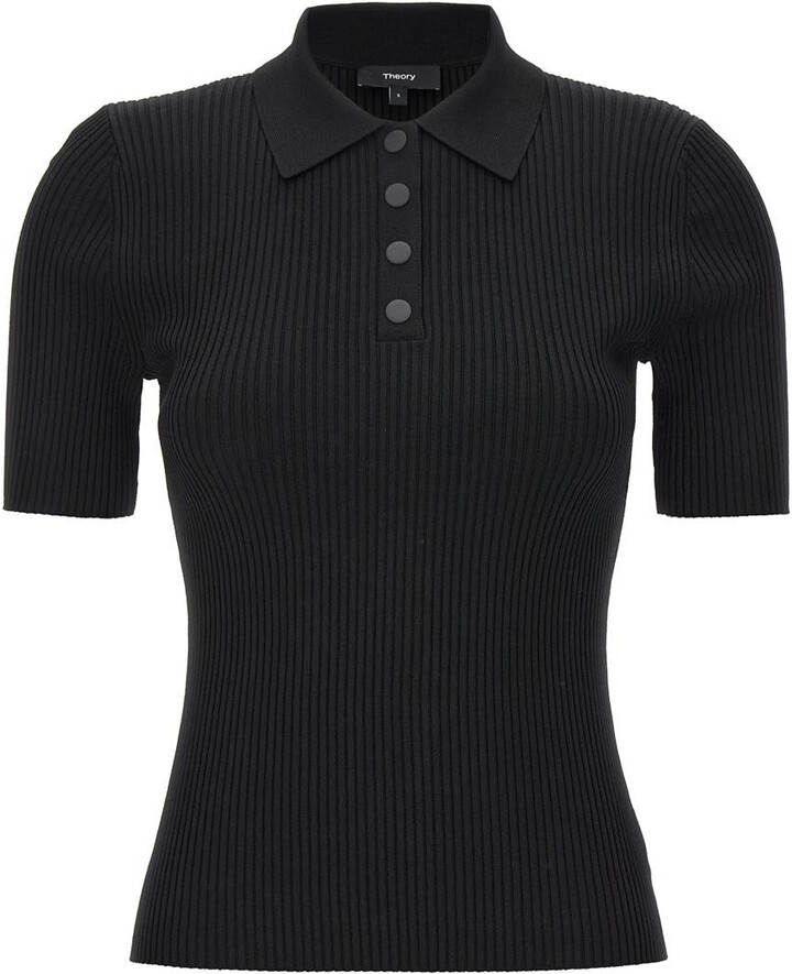 Theory Ribbed polo shirt - ShopStyle Tops