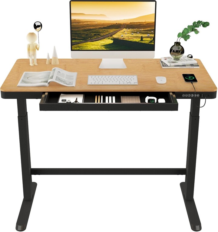 FlexiSpot 48 Inch Bamboo Texture Top COMHAR Home Office Desk Height ...