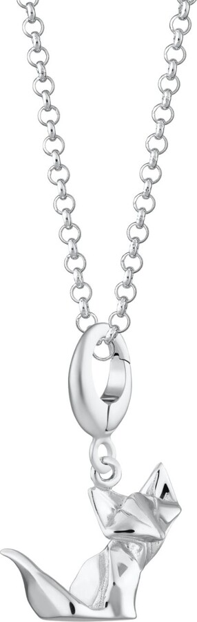 Lily Charmed Women's Sterling Silver Origami Fox Charm Necklace - ShopStyle