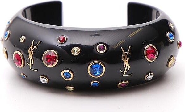 Saint Laurent Embellished Monogram Open Cuff Bracelet - ShopStyle