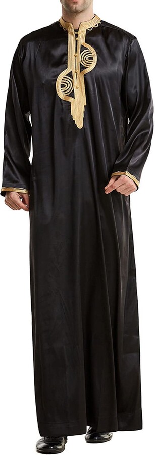 enaamiaz Men's Long Sleeve Lounge Robes Dresses with Pockets Loose ...