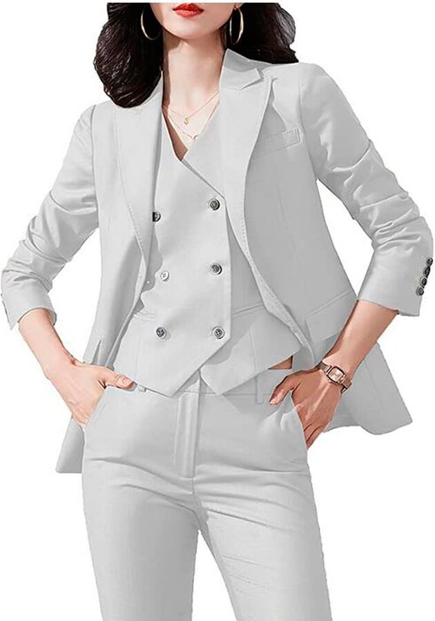 Botong 3 Piece Women's Office Lady Suit Blazer Vest Pants Business ...