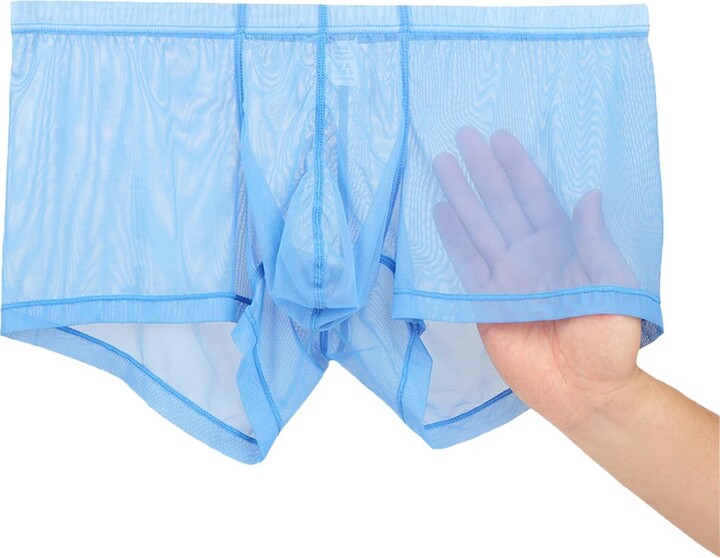 BIATWOWR Mens Boxers Briefs See Through Enhancing Pouch Underwear Short ...