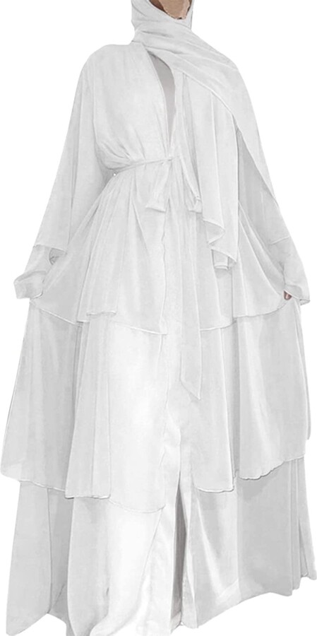 VESNIBA Women's Solid Muslim One-Piece Prayer Dress Muslim Abaya Dress ...