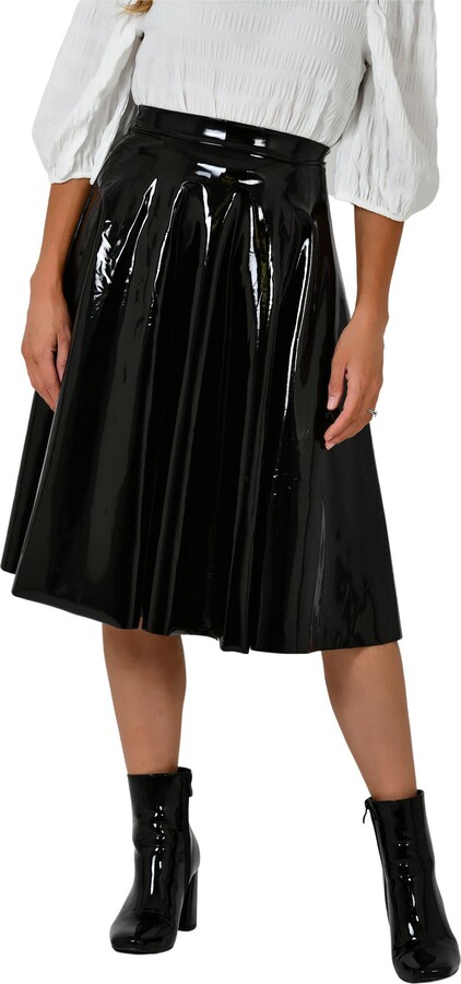 KRISP 2776-SHNY-12: PVC High Waisted Full Midi Skirt - ShopStyle