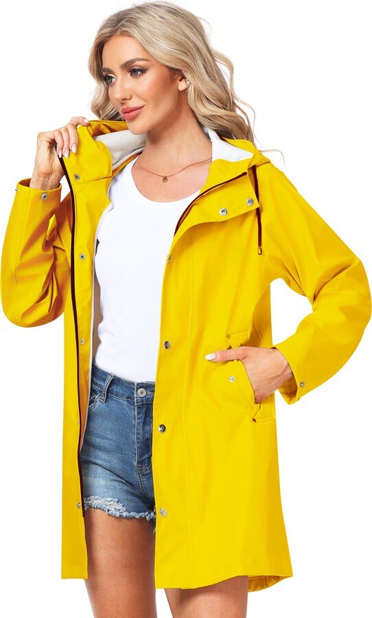 UNIQUEBELLA Raincoat for Women Outdoor Hooded Jacket Rain Jackets ...
