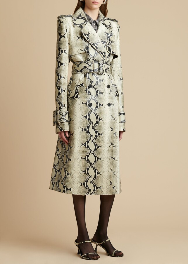 KHAITE The Jaden Trench in Python-Embossed Leather - ShopStyle Coats
