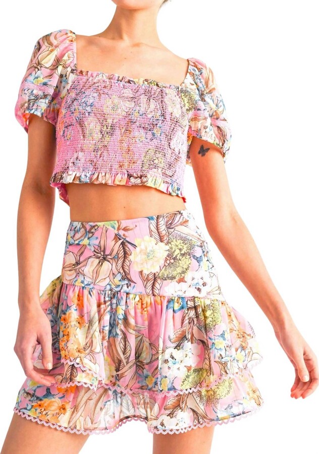 RESET by Jane Ruffle Skirt Set In Pink Floral - ShopStyle