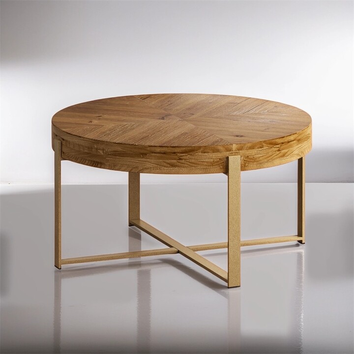 DEELIGHT Wood Round Coffee Table with Cross Legs Base - ShopStyle
