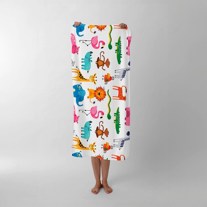 Warren Reed - Designer Hand Drawn Cartoon Animals Beach Towel - ShopStyle