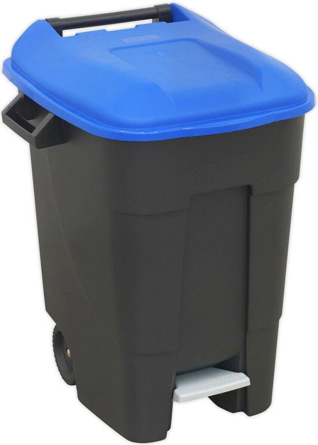 Loops 100 Litre Capacity Wheelie Bin with Foot Pedal - Two 200mm Wheels ...