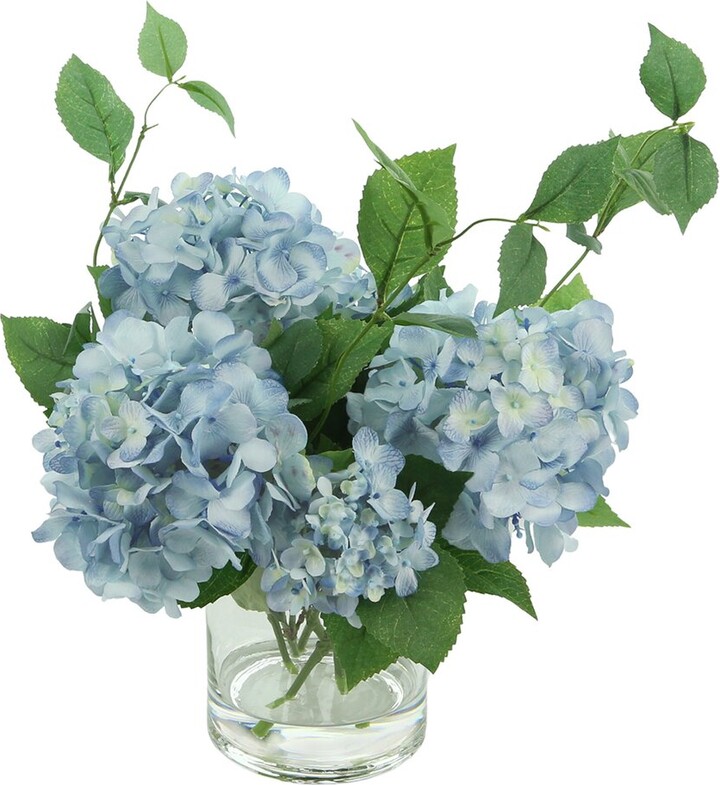 Creative Displays Blue Hydrangea Arrangement In Glass Vase - ShopStyle