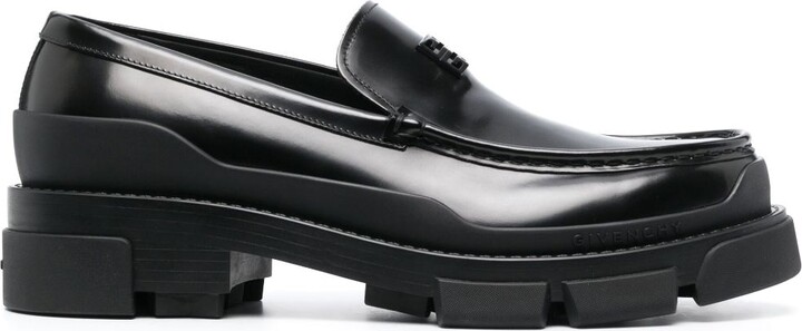Givenchy Black Terra Brushed Leather Loafers - ShopStyle
