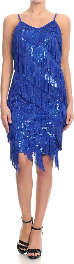 Anna Kaci Anna-Kaci Womens Fringe Sequin Strap Backless 1920s Flapper ...