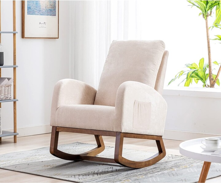 EPOWP Modern Accent Rocking Chair, Upholstered Nursery Glider Rocker ...