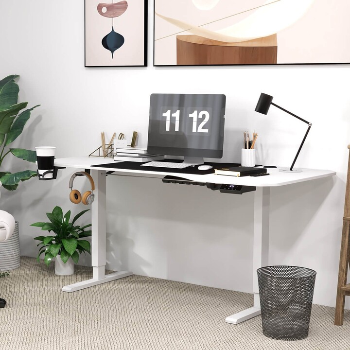 Furmax 63" Electric Height Adjustable Standing Desk T-shaped Computer ...