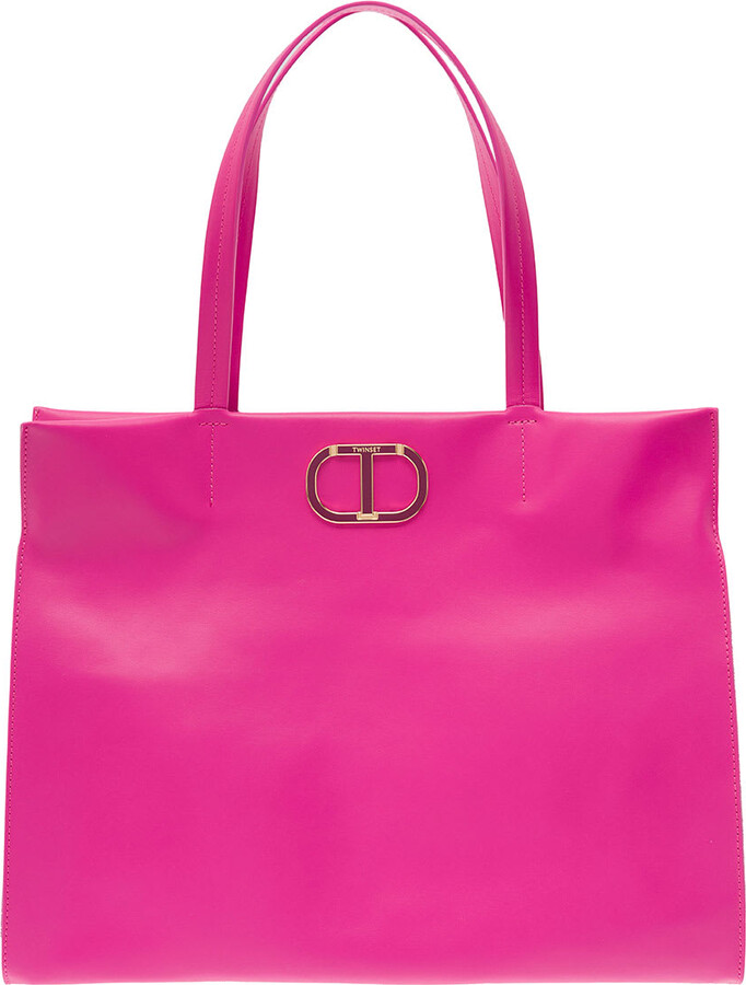Twin-Set 'étoile' Fuchsia Tote Bag With Tonal Oval T Logo In Leather ...
