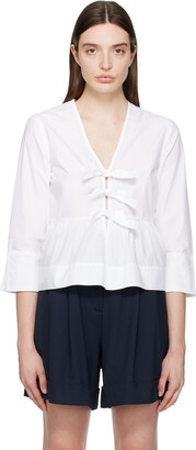 Ganni White Tie String Blouse - ShopStyle Tops