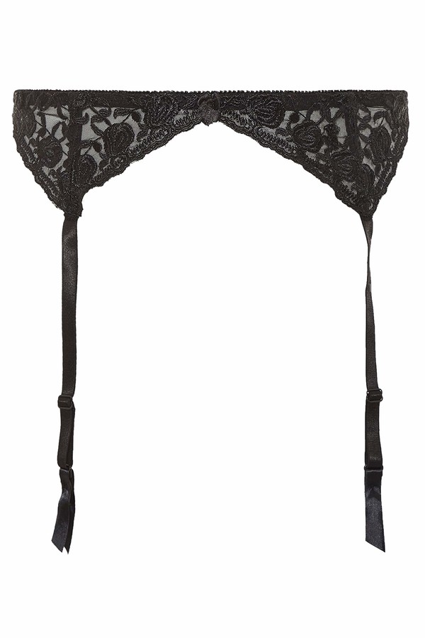 Yours Black Narrow Lace Suspender Belt Womens Plus Size Curve