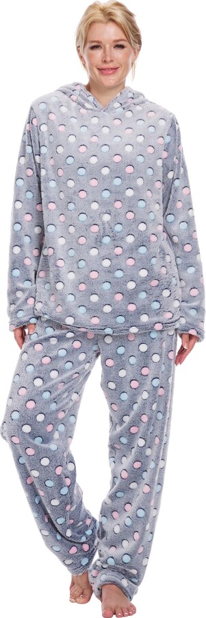 DiaryLook Womens Fleece Pyjamas Hooded Pyjamas For Women Fluffy Cosy ...