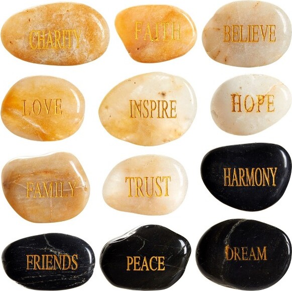 Juvale 12-Pack Inspirational Rocks with Words - Spiritual Christian ...