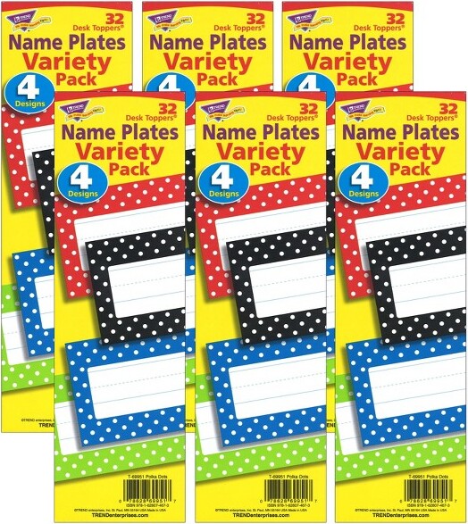Trend Polka Dots Desk Toppers Name Plates Variety Pack, 32 Per Pack, 6 ...