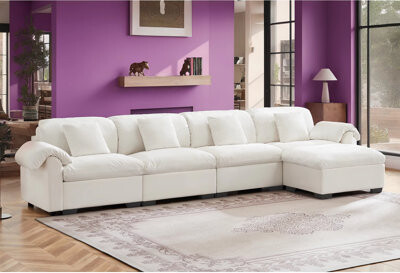 Amer Thyst L Shaped Sectional Cloud Couch With Fluffy Amrest Pillows, Sectional Cocuh With ...