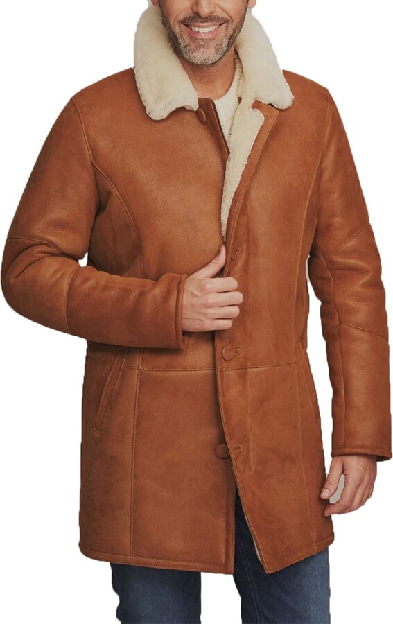 VIVICOLOR Men's Shearling Jacket Sherpa Sheepskin Suede Jacket Faux Fur ...