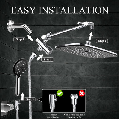 SPECIALTY FLOORING INC High Pressure Rain Shower Head Combo With ...