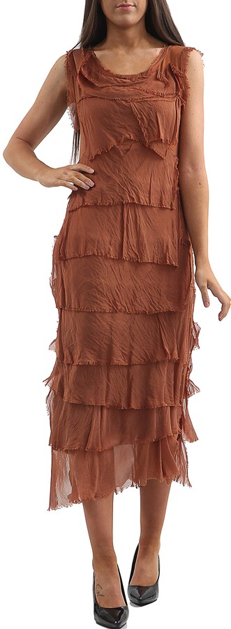 Qmart New Women Italian Lagenlook Flap Over Shredded Layer Look Plain ...