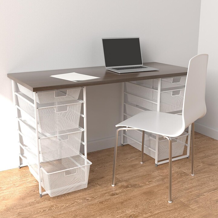 Container Store Elfa White & Driftwood Desk with Double Drawer - ShopStyle