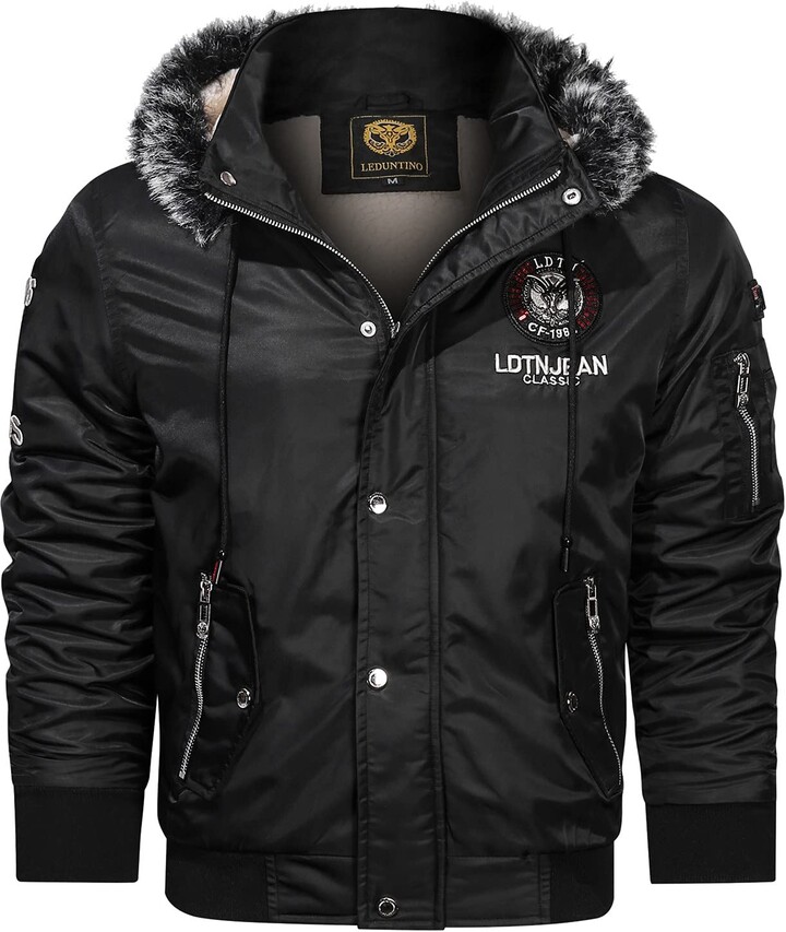 GREGG Men's Bomber Jacket with Hood Shell Long Sleeve Full Zip Military ...