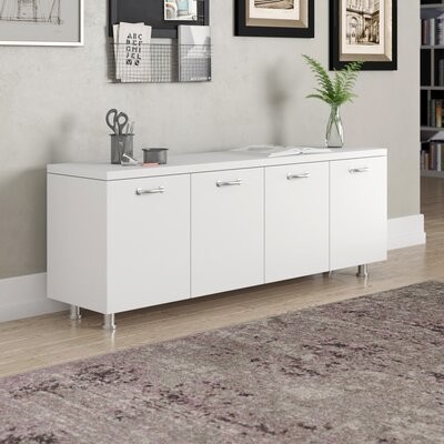 Steelcase Currency 4 Door Credenza Laminate Color: Chocolate Walnut ...